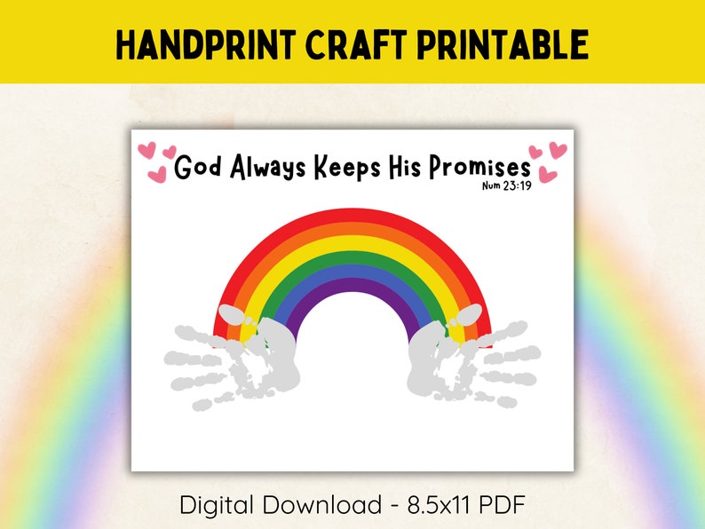 Church Kids Craft God Keeps His Promises Rainbow Handprint Activity for ...