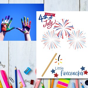 Kids Fourth of July Handprint Craft Printable Activity, Firework Art ...