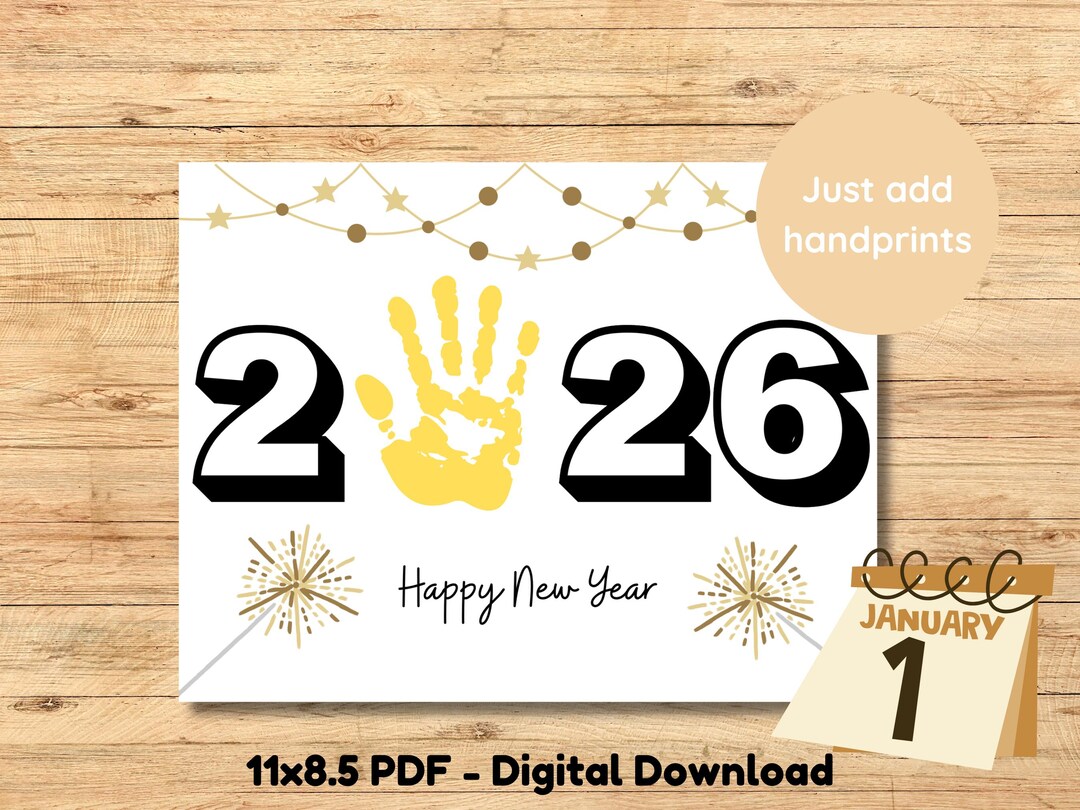 New Years Handprint Craft | 2026 Kids Preschool or Daycare Activity ...