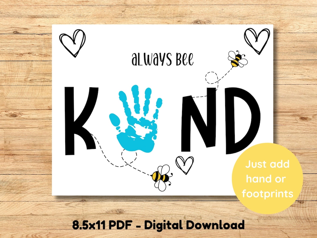Bee Kind Handprint Craft: Kids Printable Activity (PDF) - Etsy
