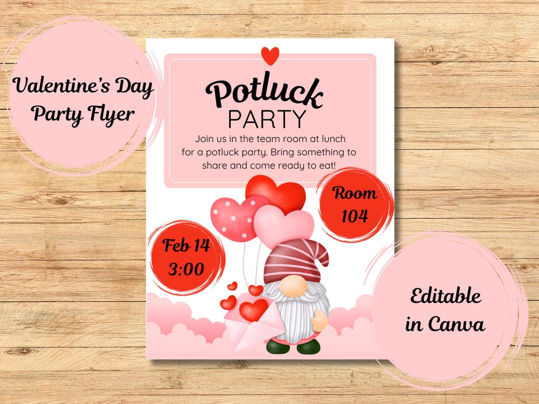Valentine's Day Office Party Printable Flyer Sign, February Work ...