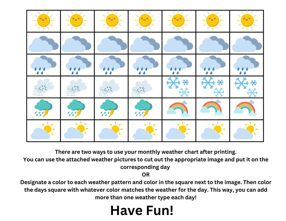 Classroom Weather Tracker Monthly Printable Weather Calendar Tracker ...