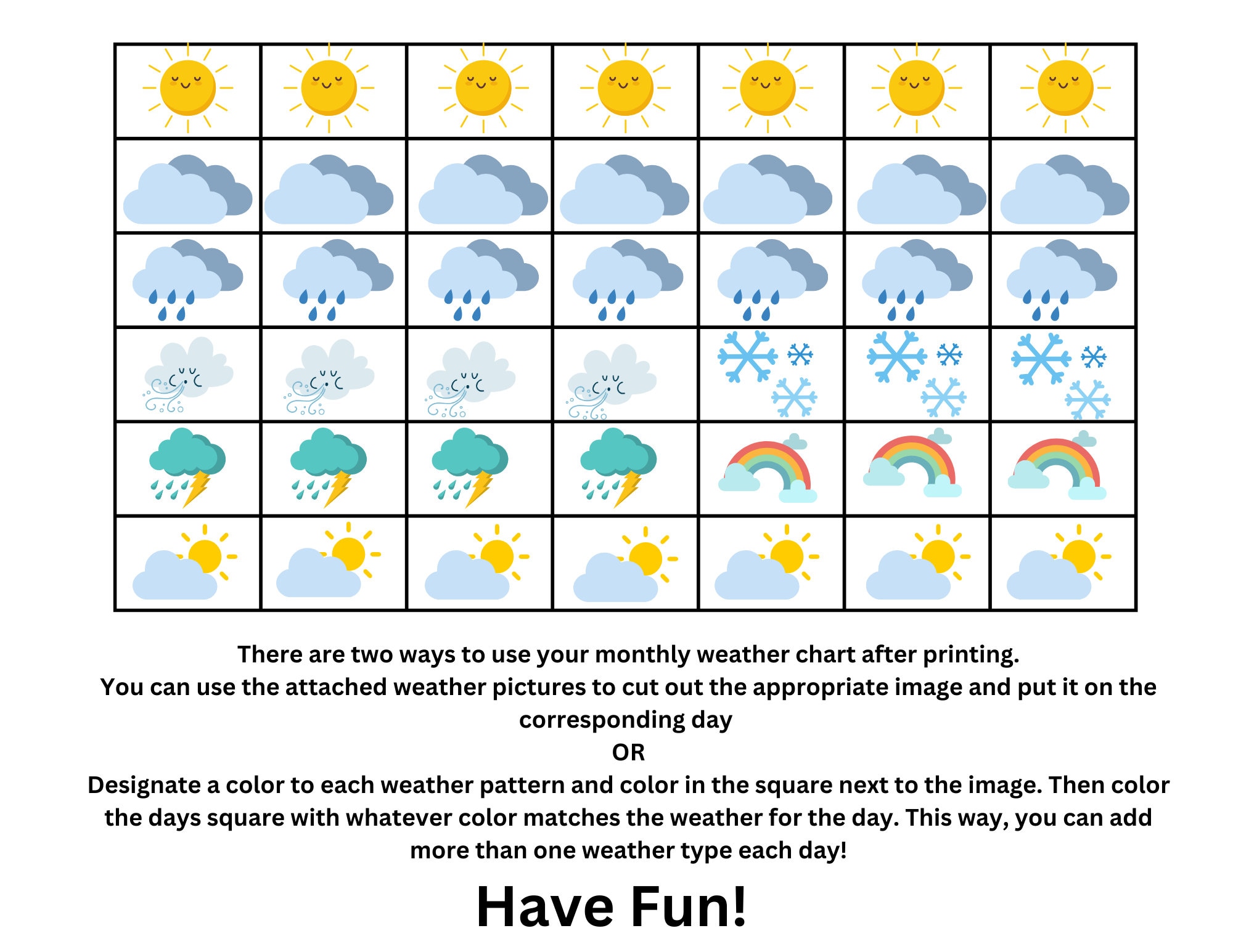 Classroom Weather Tracker Monthly Printable Weather Calendar Tracker ...