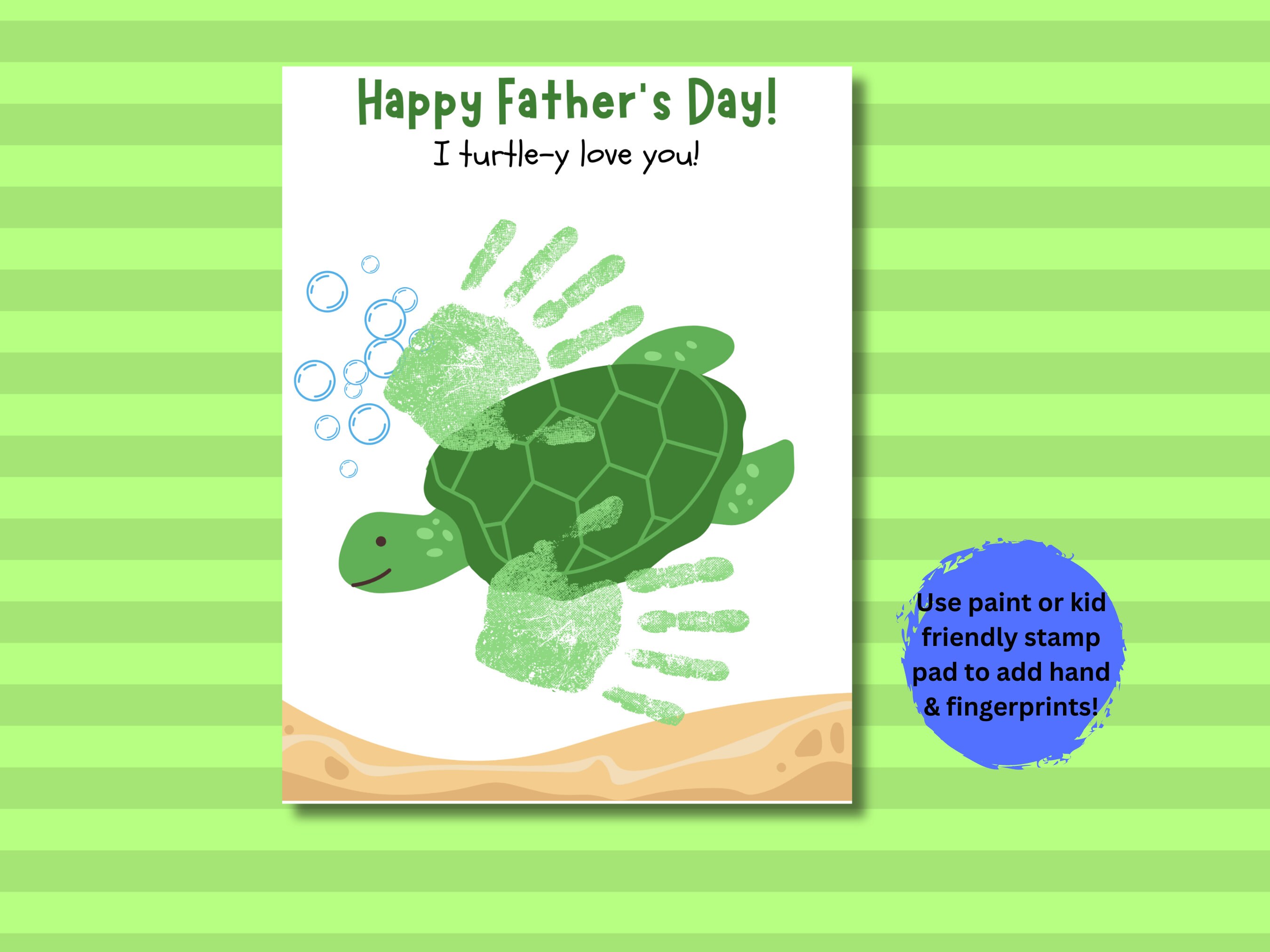 Father's Day Turtle Handprint Craft Gift for Dad Activity for Baby ...