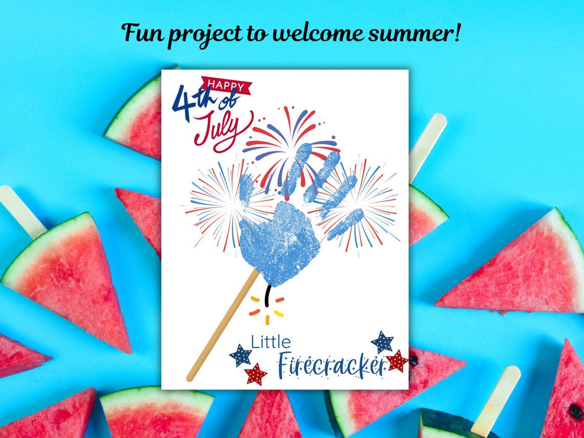 Kids Fourth of July Handprint Craft Printable Activity, Firework Art ...