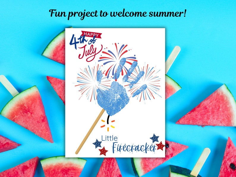 Kids Fourth of July Handprint Craft Printable Activity, Firework Art ...