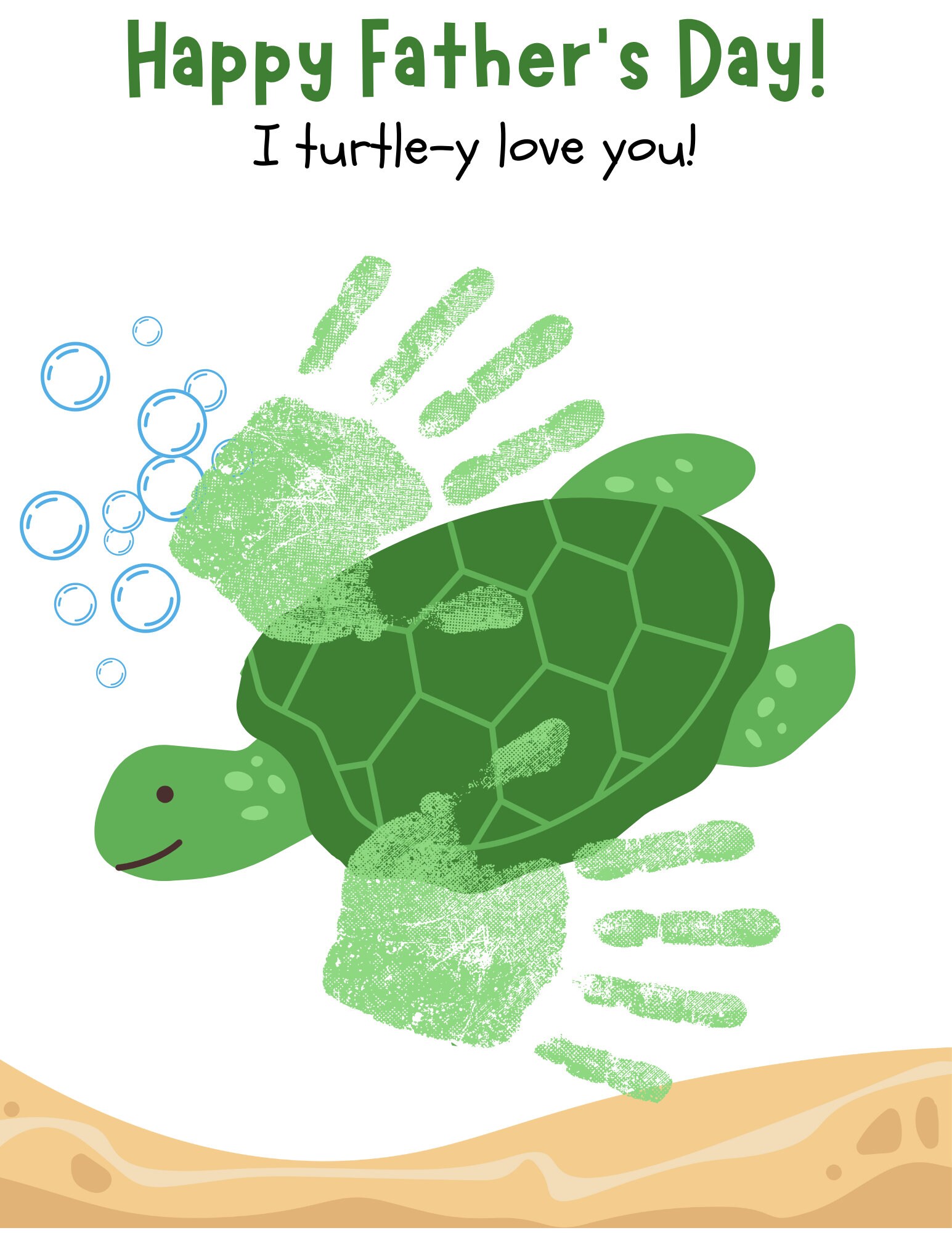 Father's Day Turtle Handprint Craft Gift for Dad Activity for Baby ...
