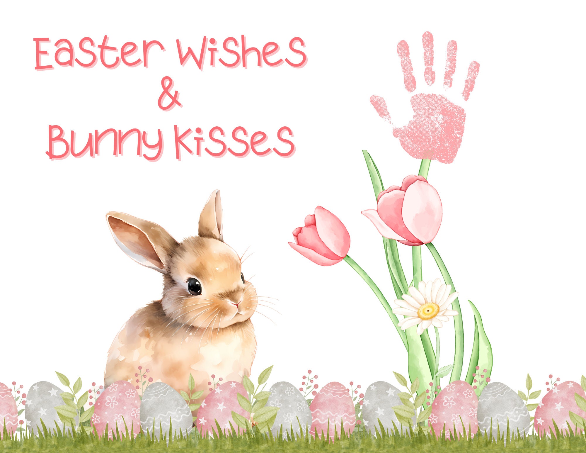 Kids Easter Bunny Handprint Craft Activity Printable Easter Craft Card ...