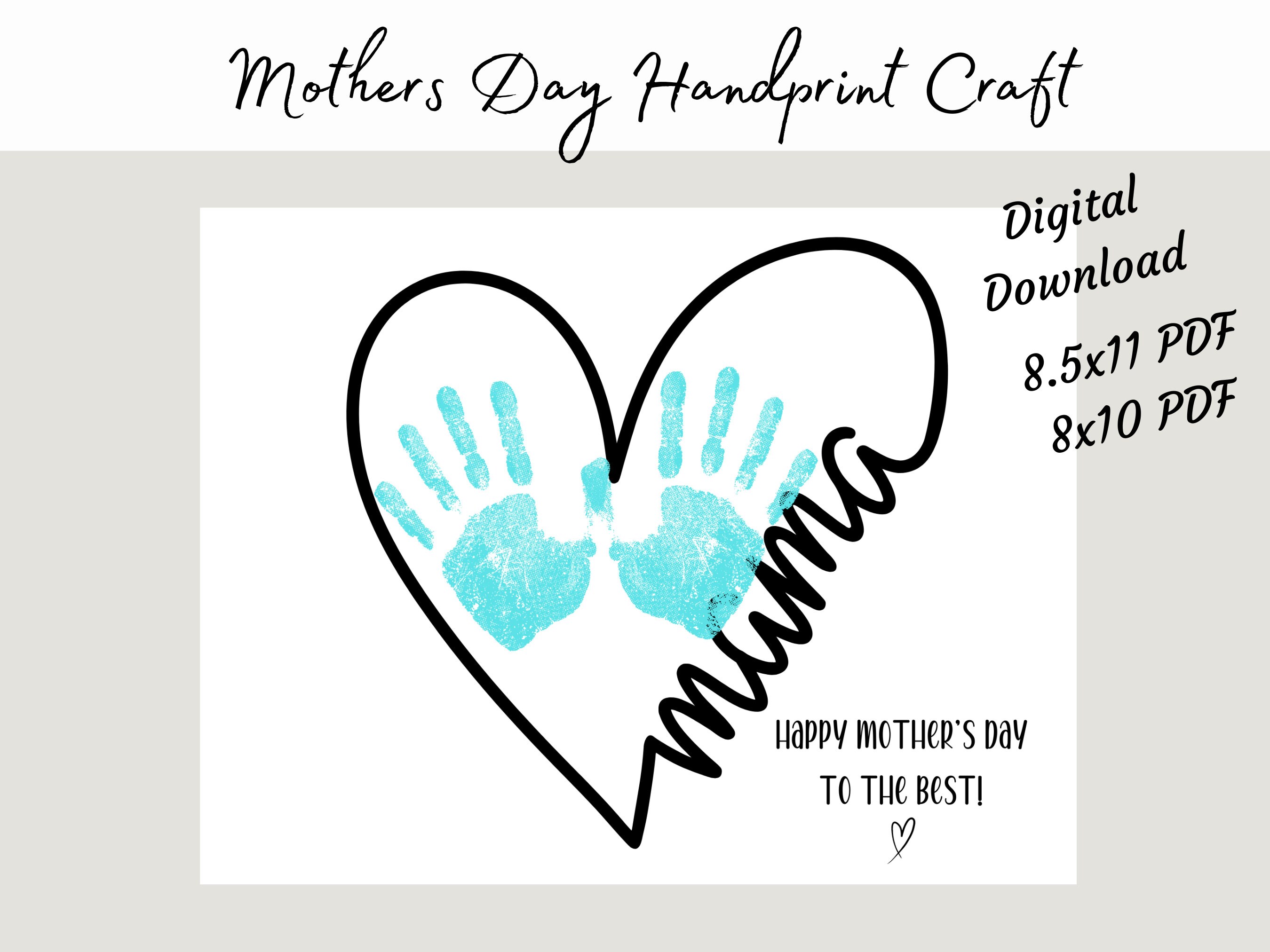 Kids Mother's Day Handprint Craft Printable Flower Bouquet Keepsake ...