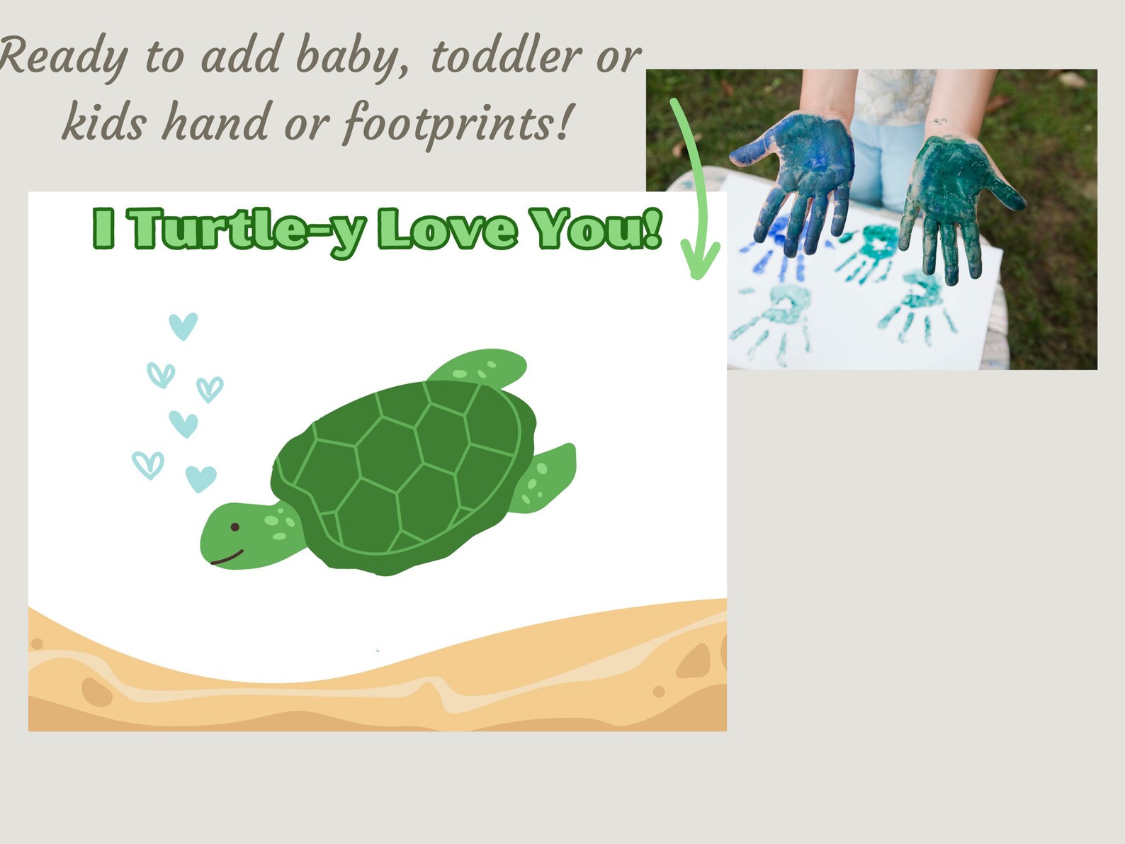 Turtle Handprint Craft Gift for Mom or Dad | Activity for Baby Toddler ...