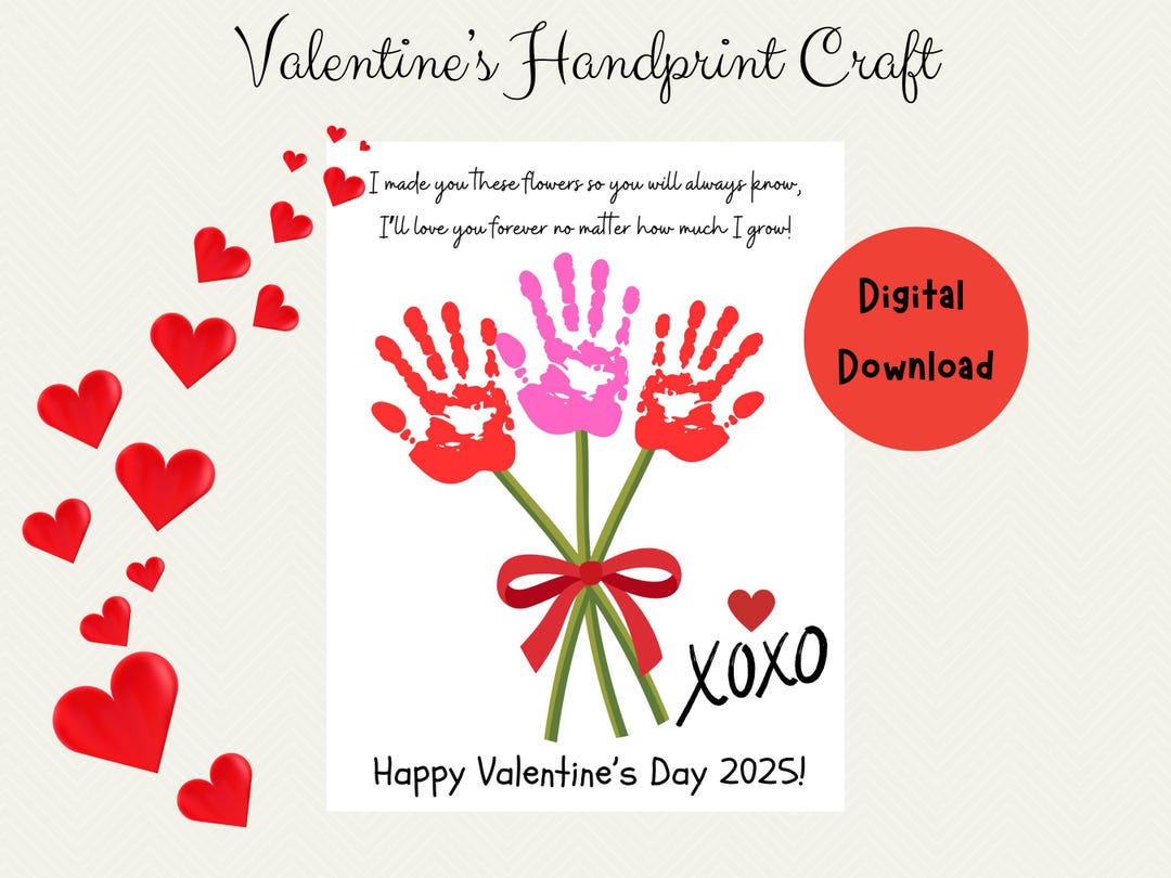 Kids Valentine's Day Handprint Bouquet Classroom Craft for Teachers ...