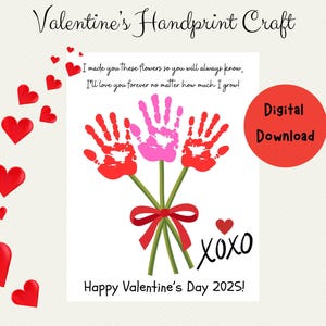 Kids Valentine's Day Handprint Bouquet Classroom Craft for Teachers ...