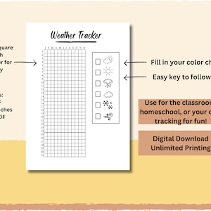 Weather Tracker Printable | Daily Weekly Monthly Weather Chart | Great ...