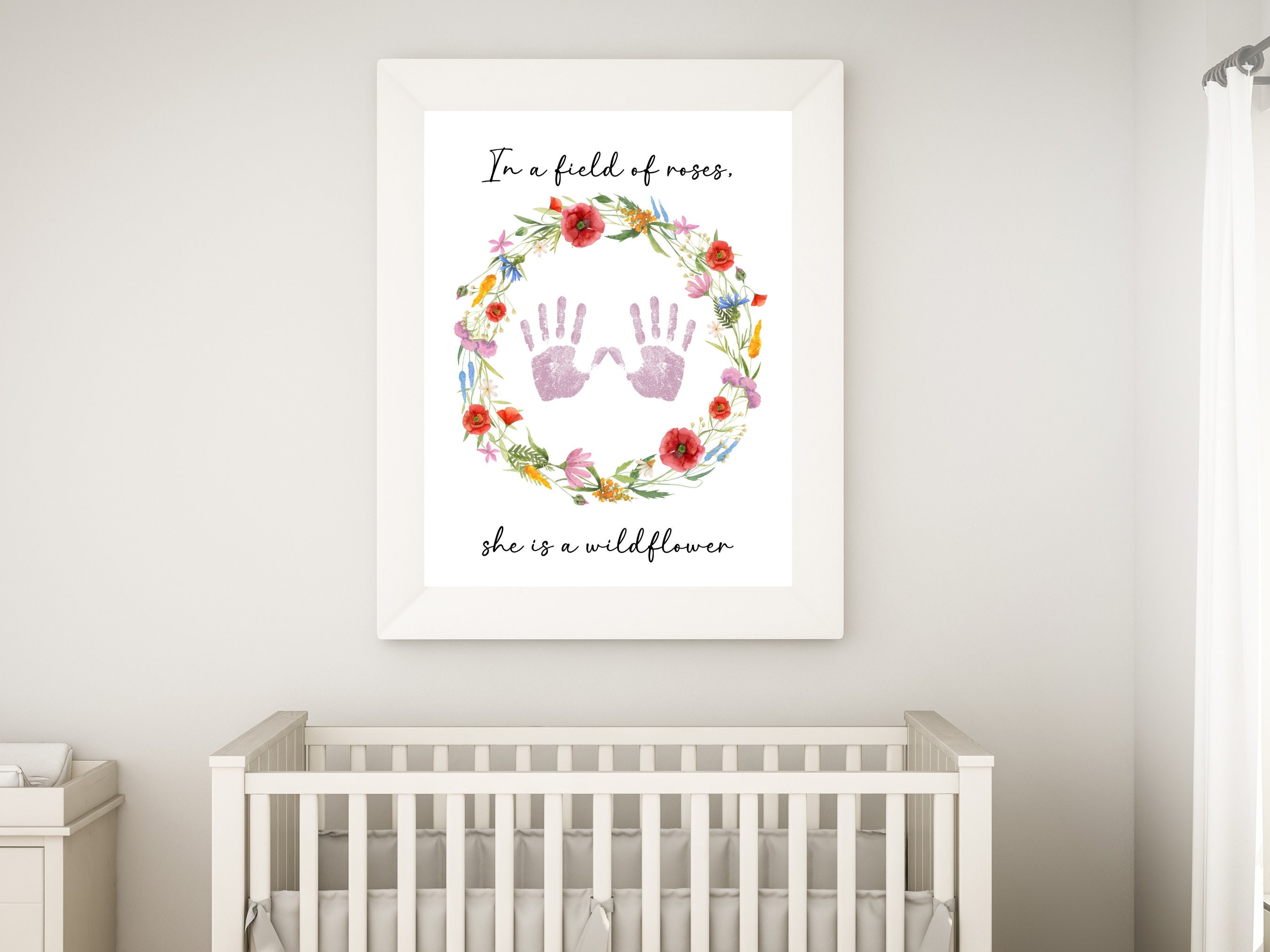 Printable Handprint Craft for Baby Girl With Floral Design - Etsy