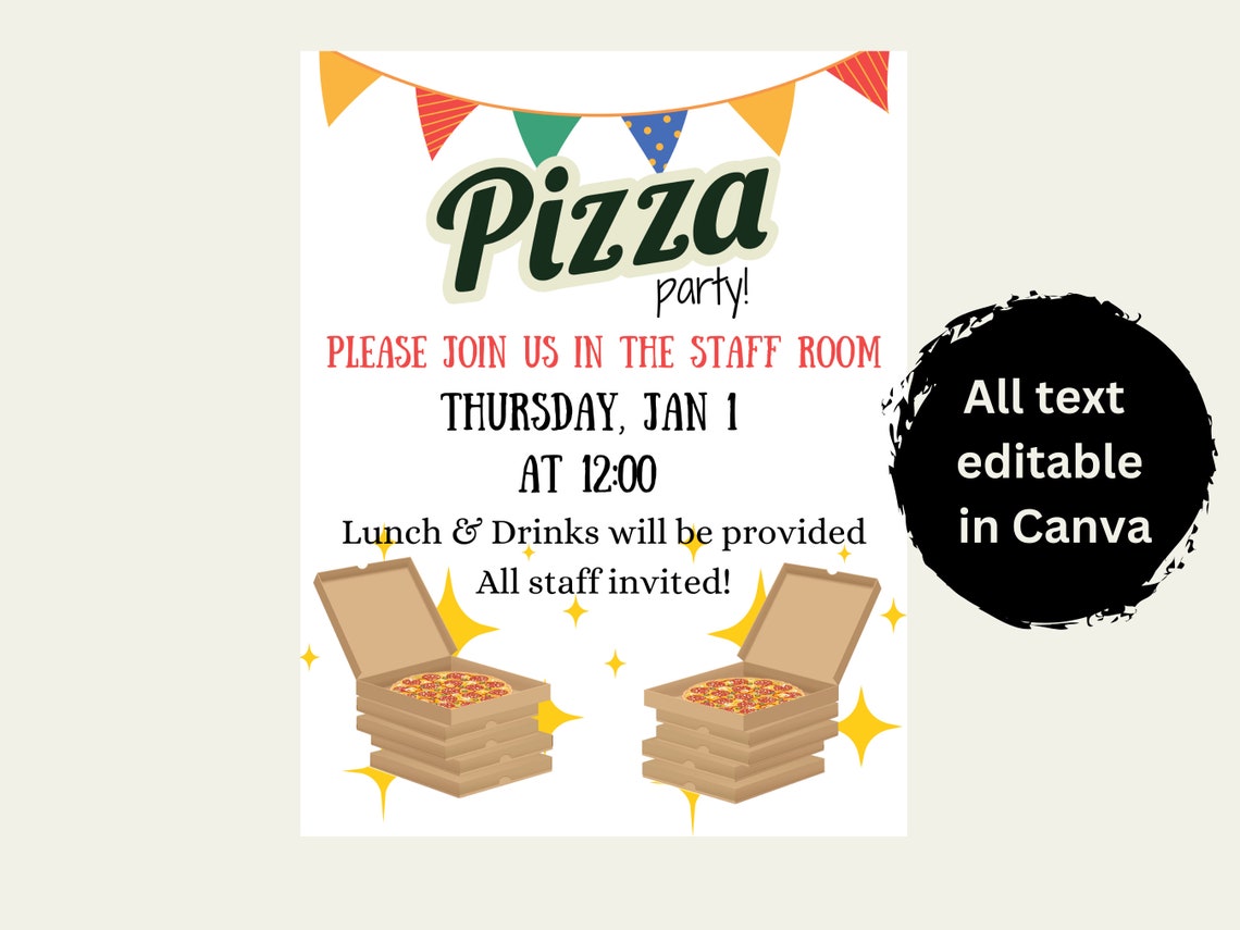 Pizza Party Flyer Staff Appreciation Pizza Lunch Office Bulletin Board ...