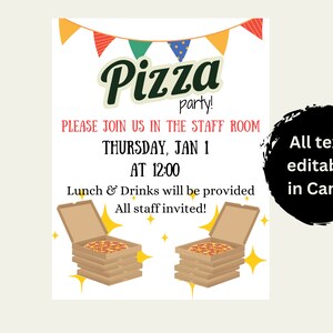 Pizza Party Flyer Staff Appreciation Pizza Lunch Office Bulletin Board ...