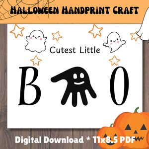 Kids Halloween Boo Ghost Handprint Craft Printable, Daycare or ...