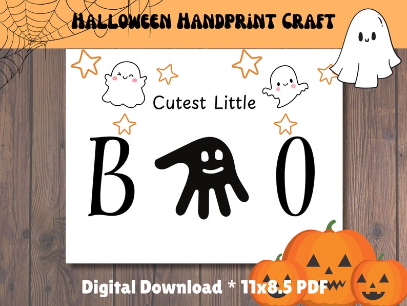 Kids Halloween Boo Ghost Handprint Craft Printable, Daycare or ...