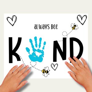 Kids Kindness Bee Kind Handprint Craft Printable Activity, Kindness ...