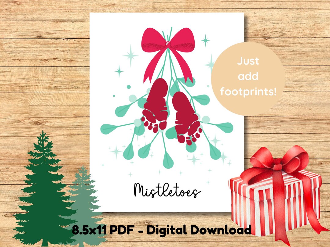 Christmas Mistletoe Handprint Kids Holiday Craft Printable Activity ...
