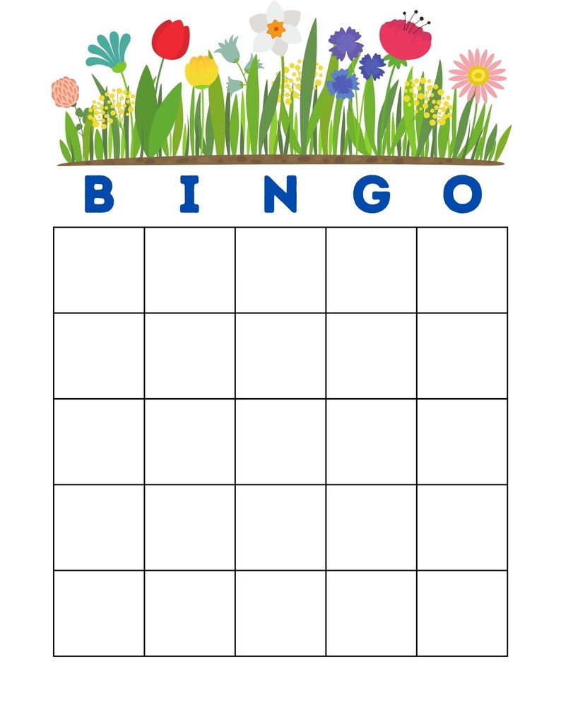 Spring Bingo Game *blank* Printable Bingo Sheet | Digital Download ...