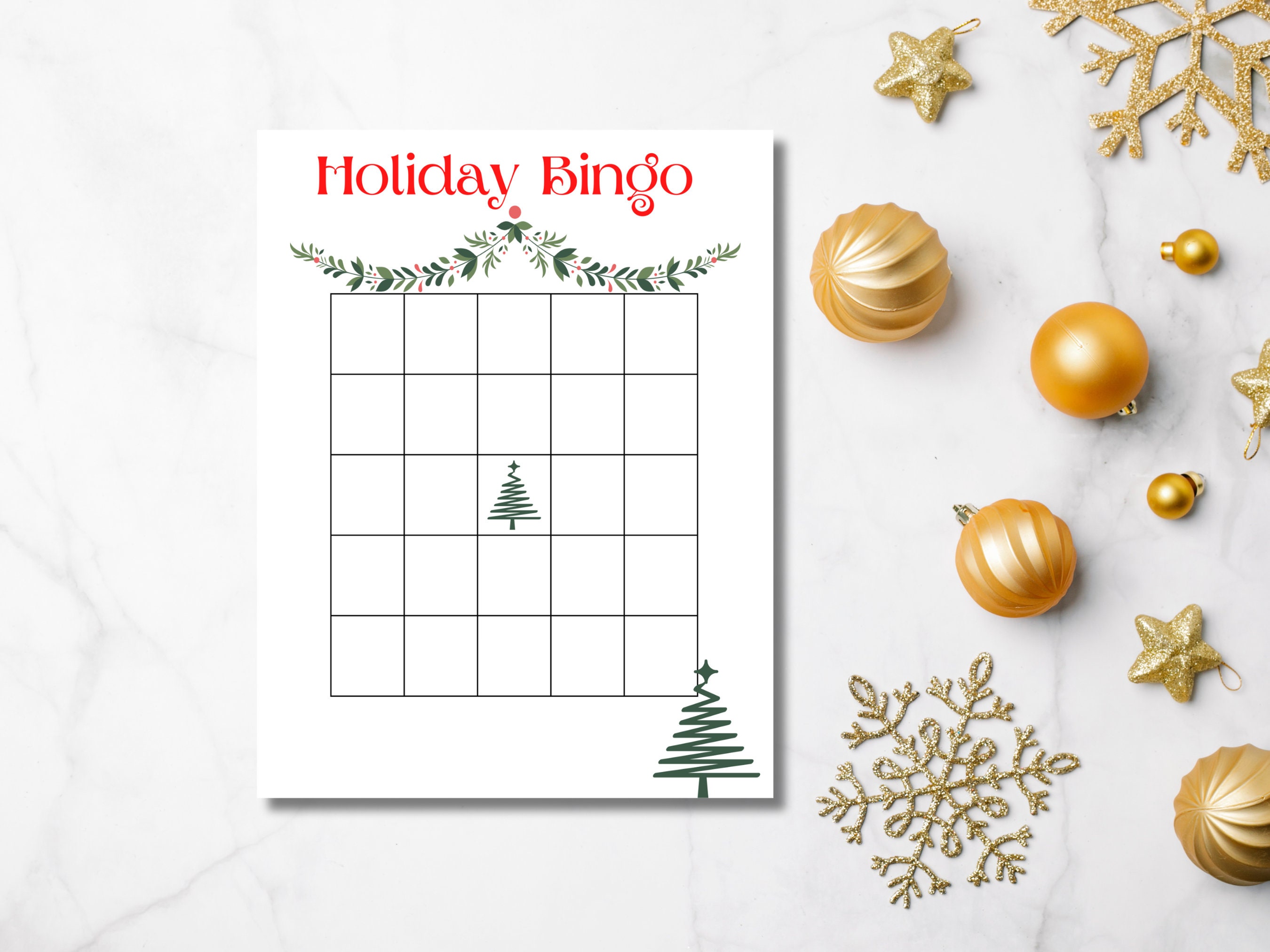 Hoja de tarjetas imprimibles de bingo navideño navideño En blanco ...