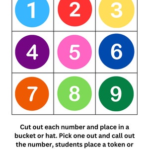 Preschool Game Printable for Learning Numbers and Color Bingo Game ...