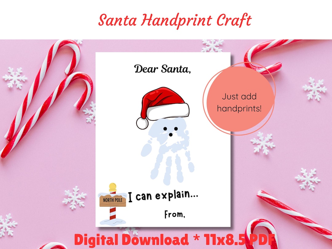Dear Santa Handprint Christmas Craft Activity for Kids, Fun Holiday Art ...