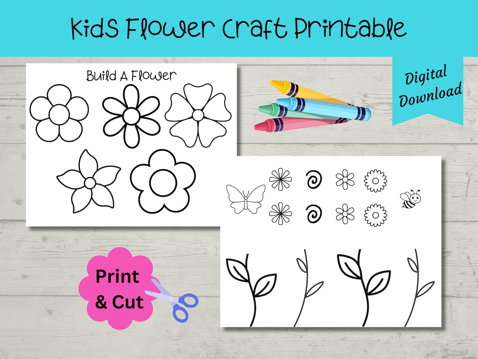 Kids Flower Craft Spring Printable Build a Flower - Preschool Paper ...