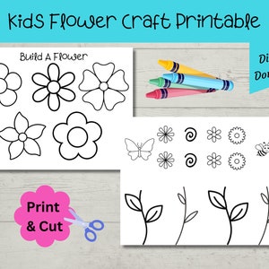 Kids Flower Craft Spring Printable Build a Flower - Preschool Paper ...