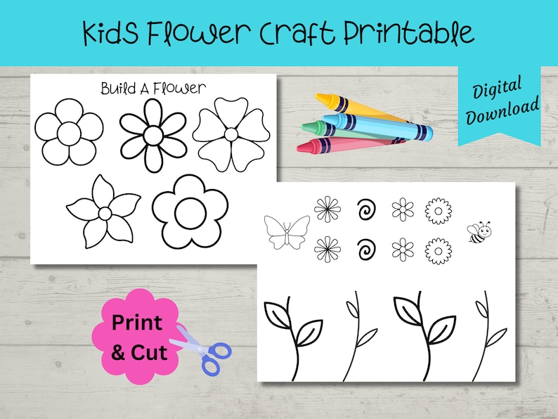 Kids Flower Craft Spring Printable Build a Flower - Preschool Paper ...