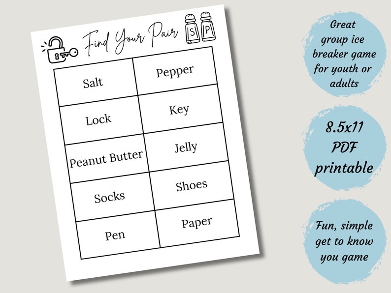 Ice Breaker Group Game Printable - Icebreaker Classroom Mixer or Team ...