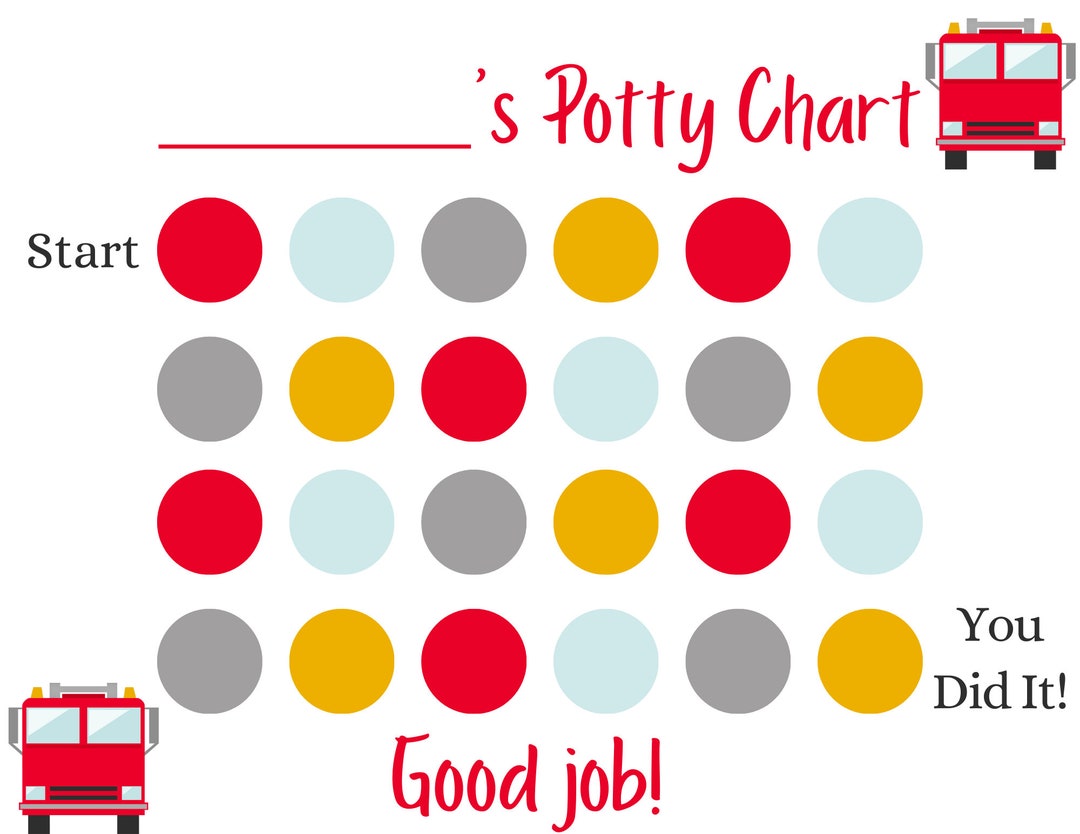 Toddler Potty Training Chart Boys Potty Training Visual fire Trucks ...