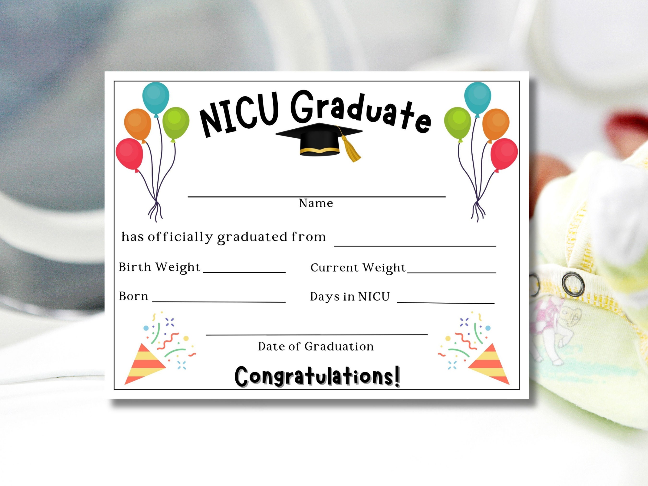 NICU Graduation Certificate for Preemie Baby Boy or Girl - Etsy