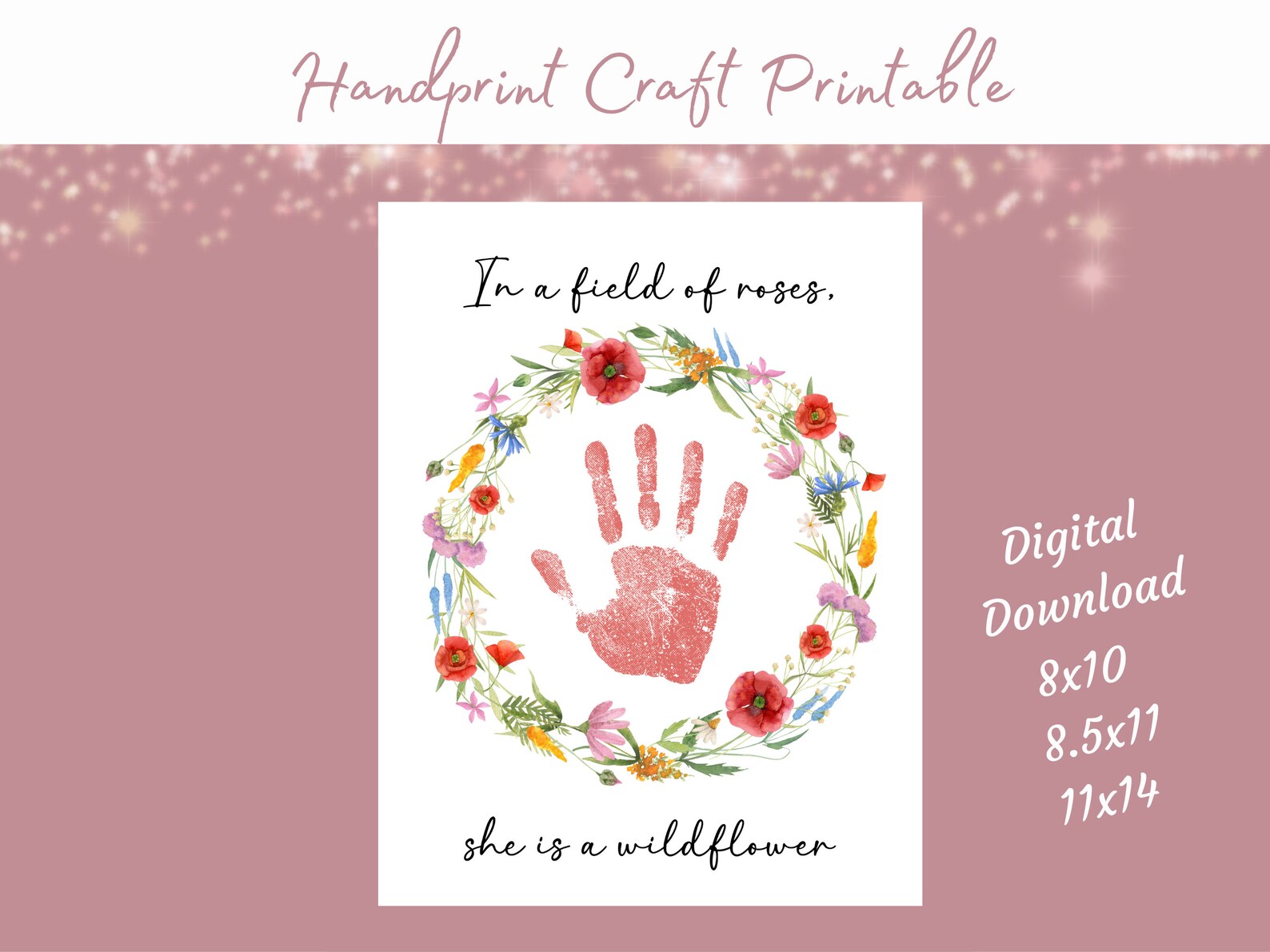 Girl Handprint Craft She is a Wildflower Printable Room Decoration Gift ...