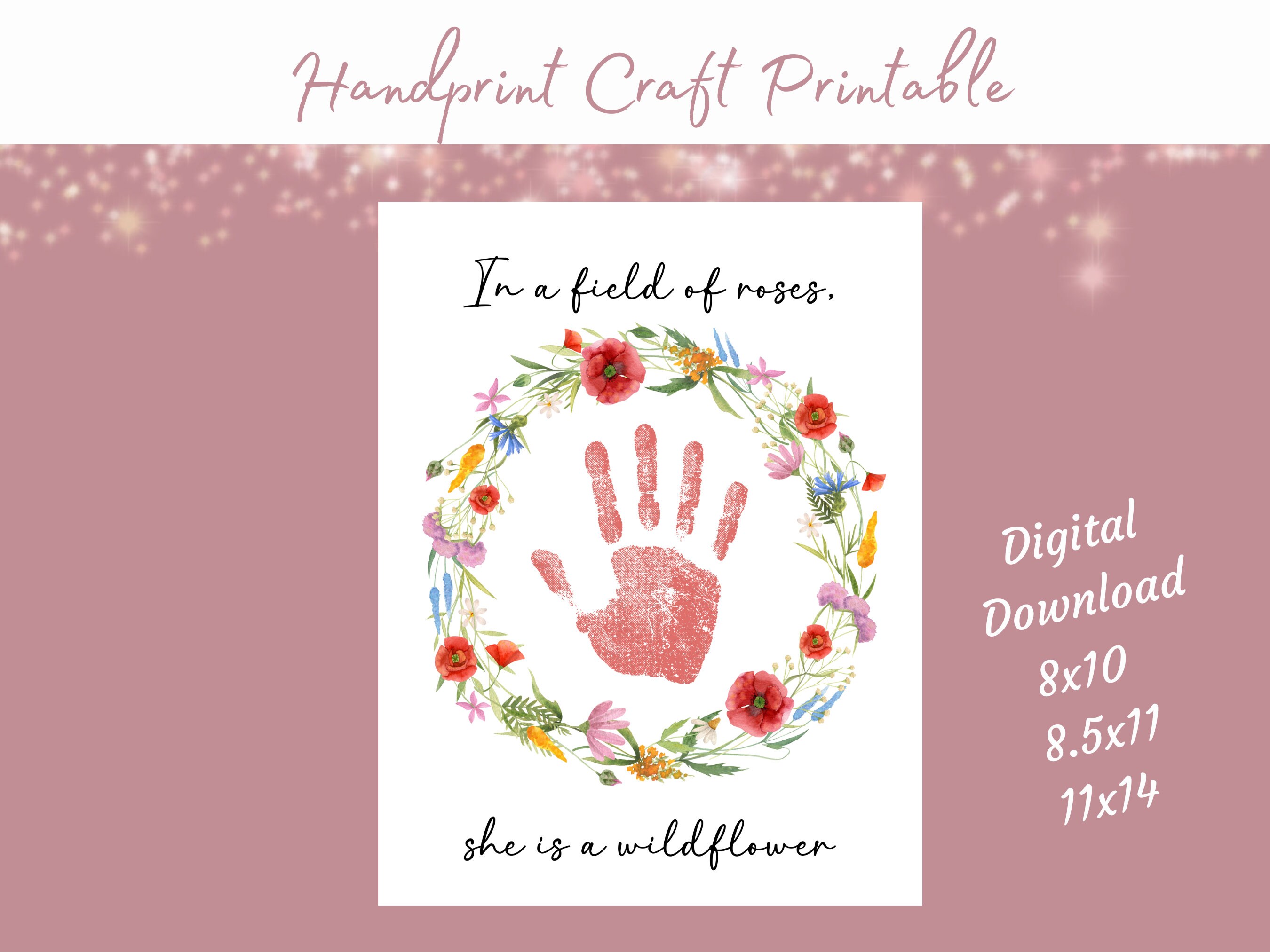 Girl Handprint Craft She is a Wildflower Printable Room Decoration Gift ...