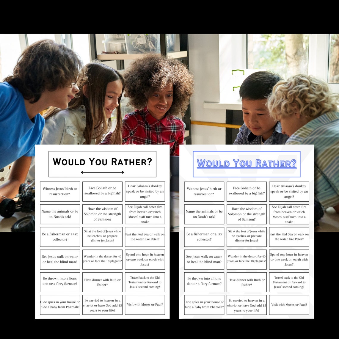 Teen Bible Ice Breaker Group Game Printable - Would You Rather - Youth ...