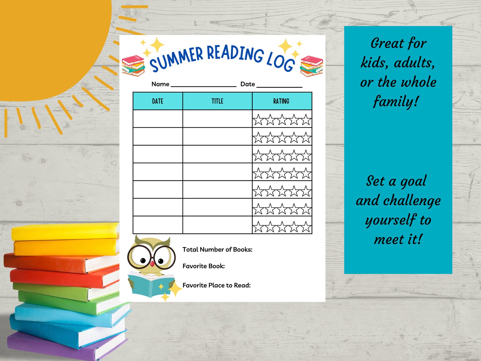Summer Reading Log Tracker Printable for Kids and Adults, Summer Book ...