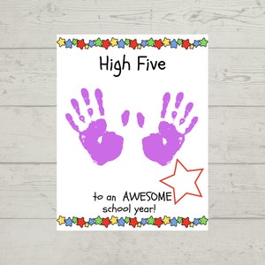 Back to School High Five Handprint Craft Printable for Kids - Fun First ...