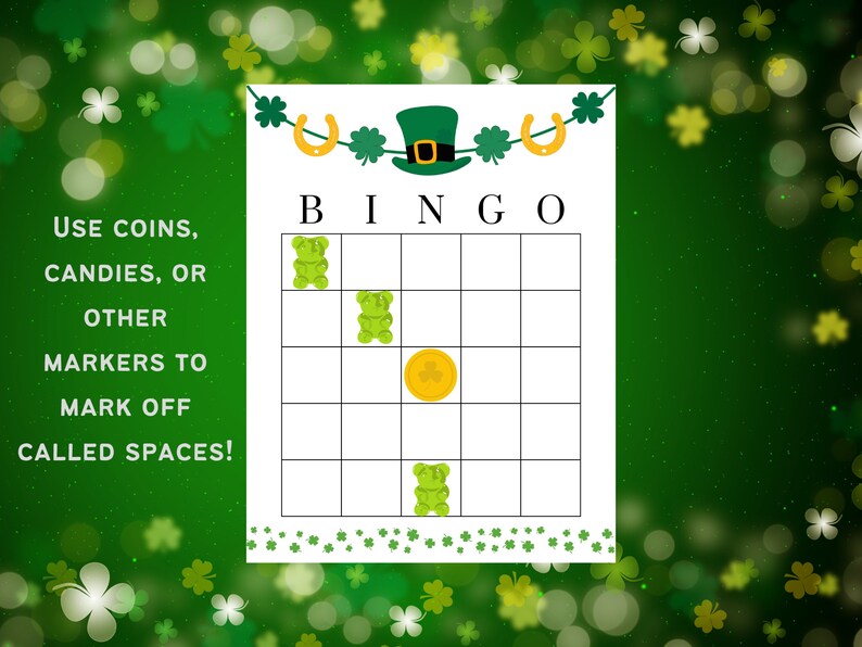 St Patricks Day Bingo Sheet Blank, School Party Game, Group Family ...