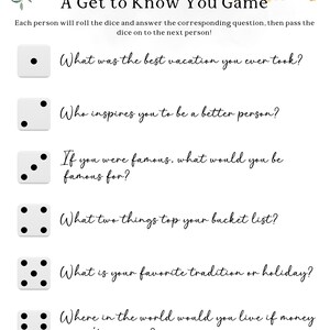 Ice Breaker Dice Game Printable: Get to Know You Activity (digital ...