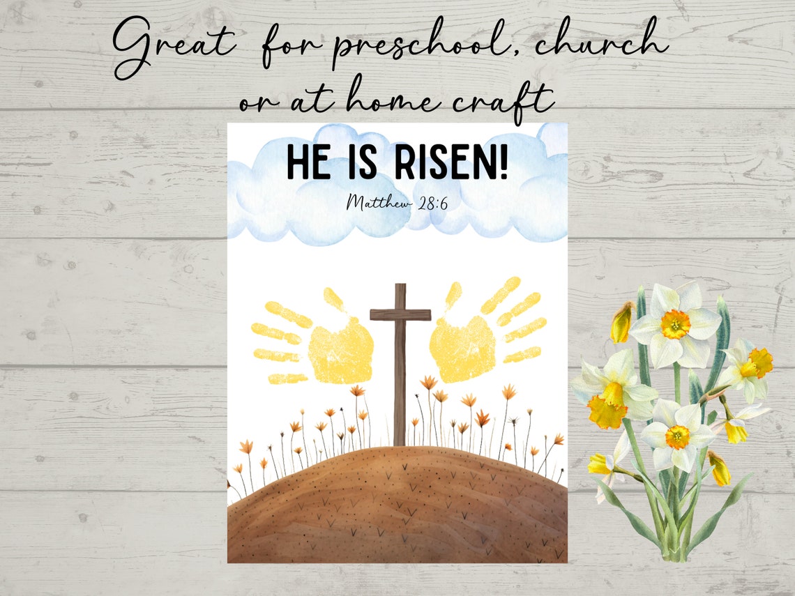 Easter He is Risen Handprint Craft Activity for Preschool Church Home ...