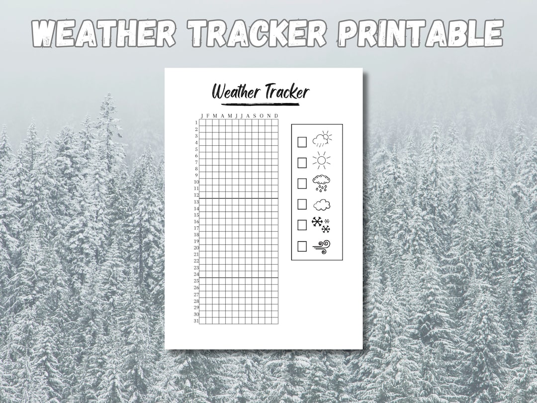 Weather Tracker Printable | Daily Weekly Monthly Weather Chart | Great ...