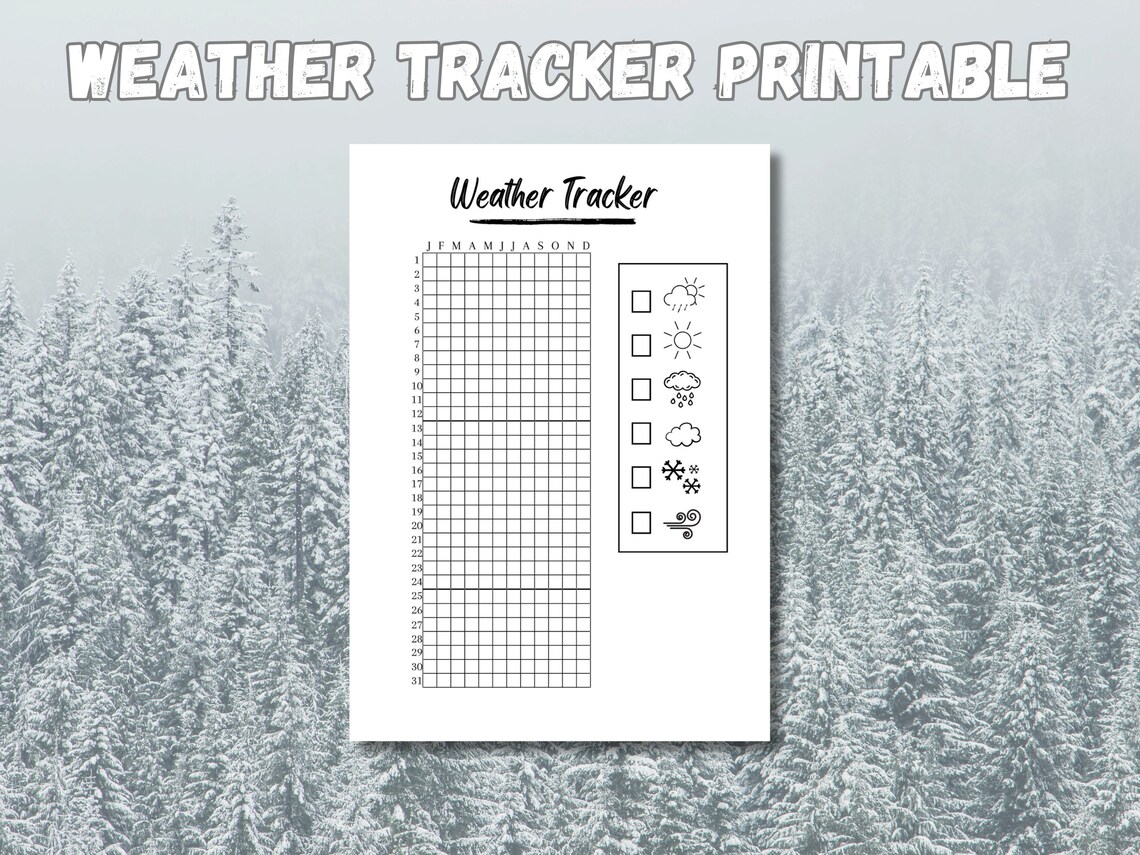 Weather Tracker Printable | Daily Weekly Monthly Weather Chart | Great ...