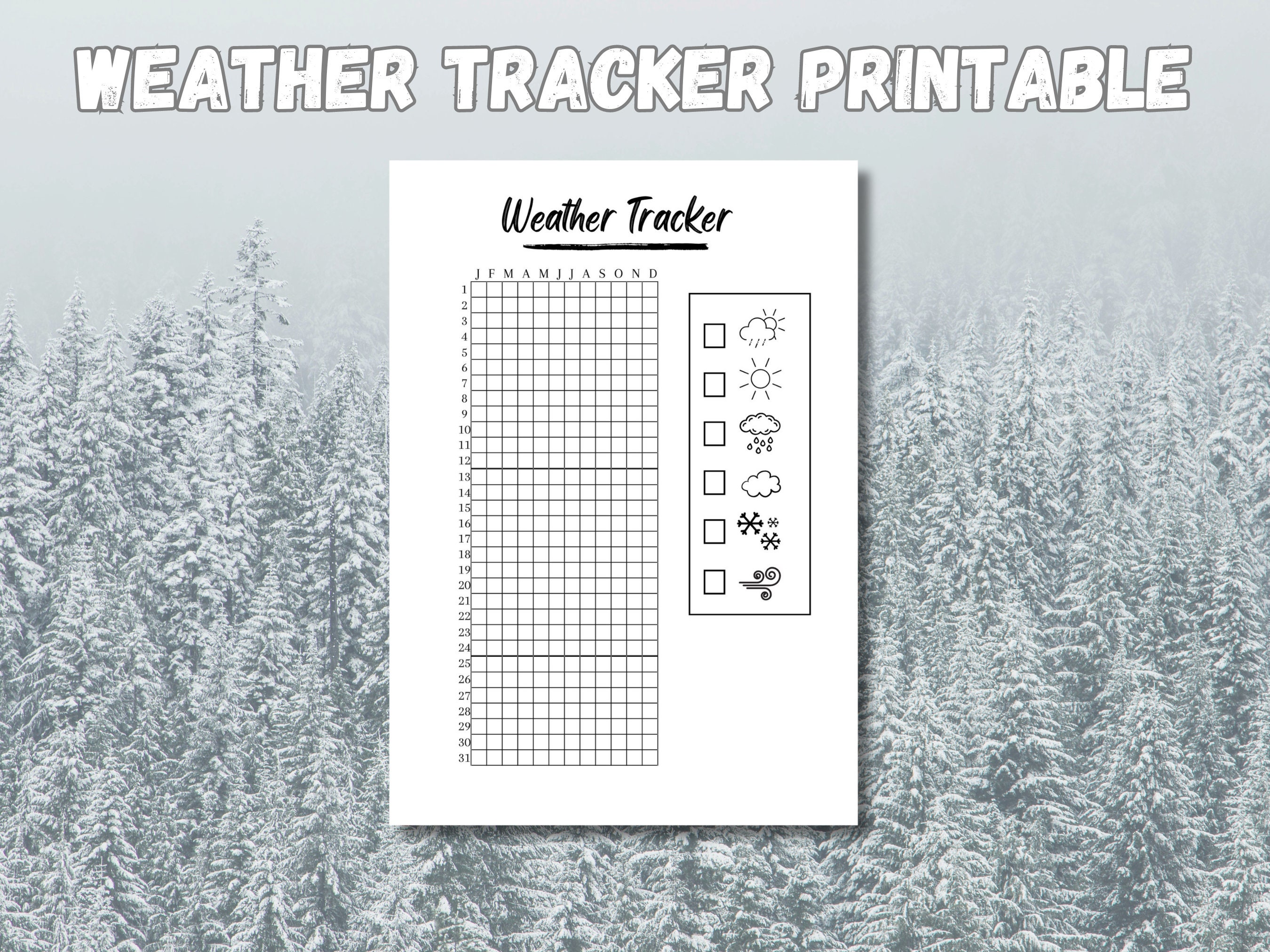 Weather Tracker Printable | Daily Weekly Monthly Weather Chart | Great ...