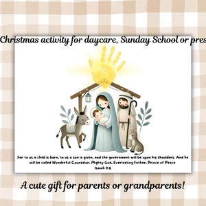 Kids Christmas Nativity Handprint Craft Printable Activity, Baby Jesus ...