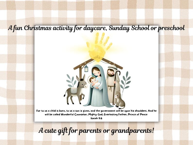 Kids Christmas Nativity Handprint Craft Printable Activity, Baby Jesus ...