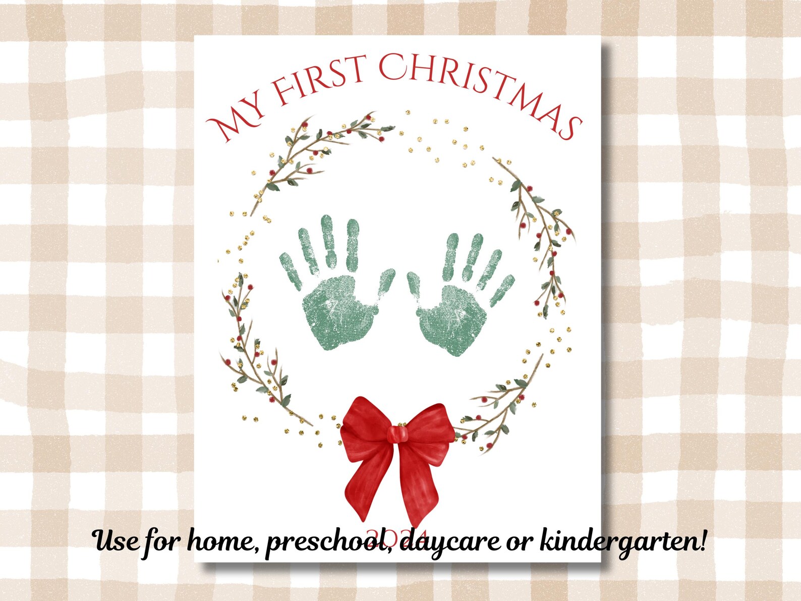 Baby First Christmas Handprint Holiday Craft Printable Activity for ...