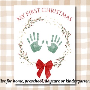 Baby First Christmas Handprint Holiday Craft Printable Activity for ...