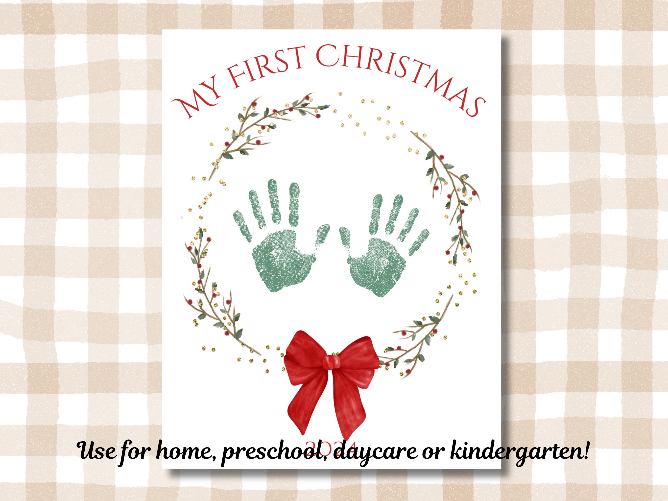 Baby First Christmas Handprint Holiday Craft Printable Activity for ...